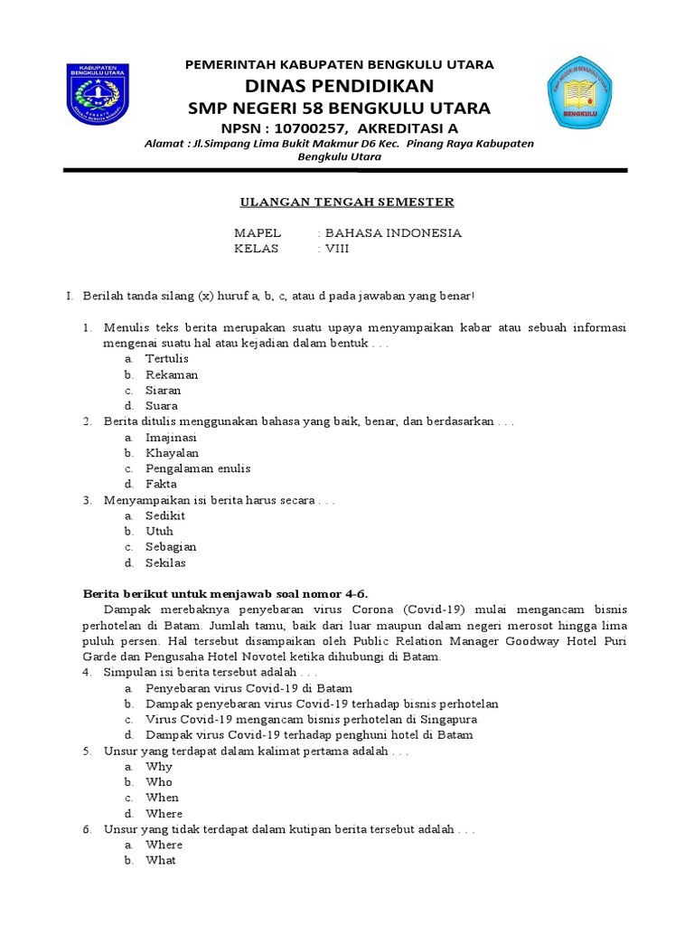 Soal SMP 58 UTS | PDF | Seni