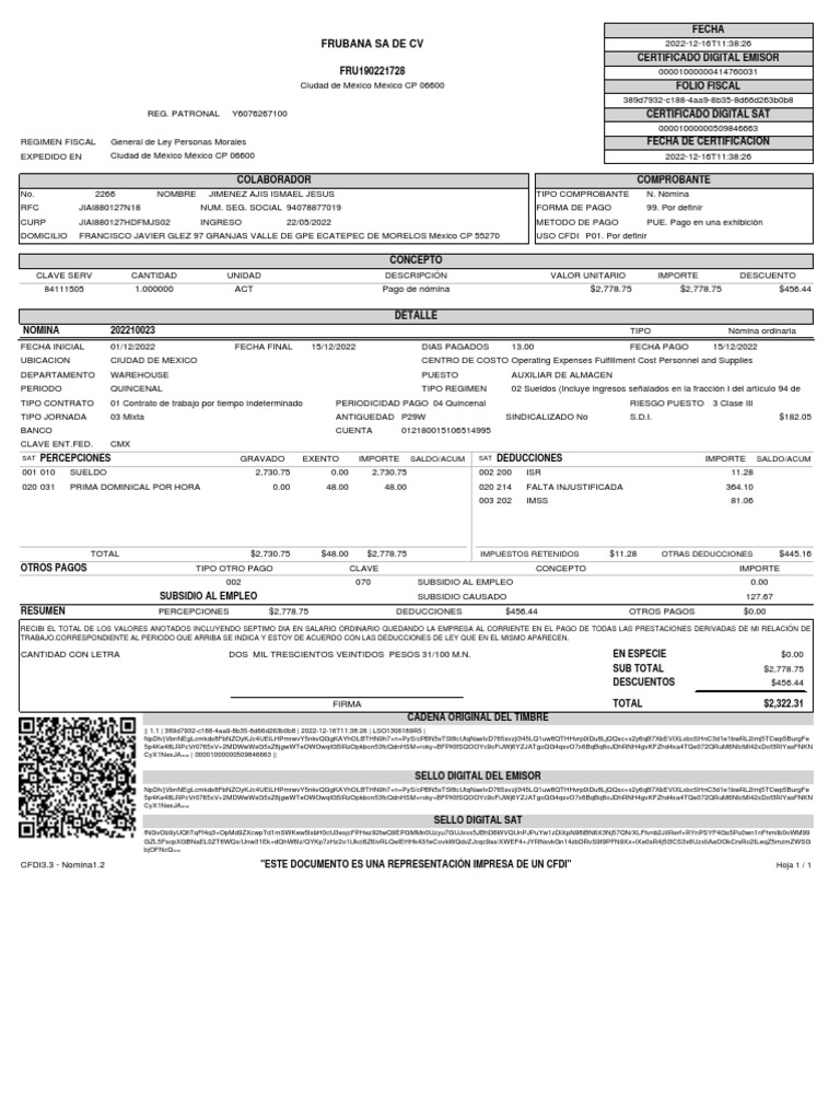 CFDI Recibo PDF | PDF