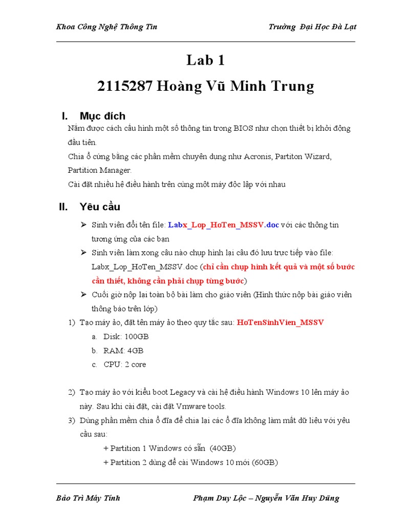 Lab1 Lop Hoten MSSV | PDF