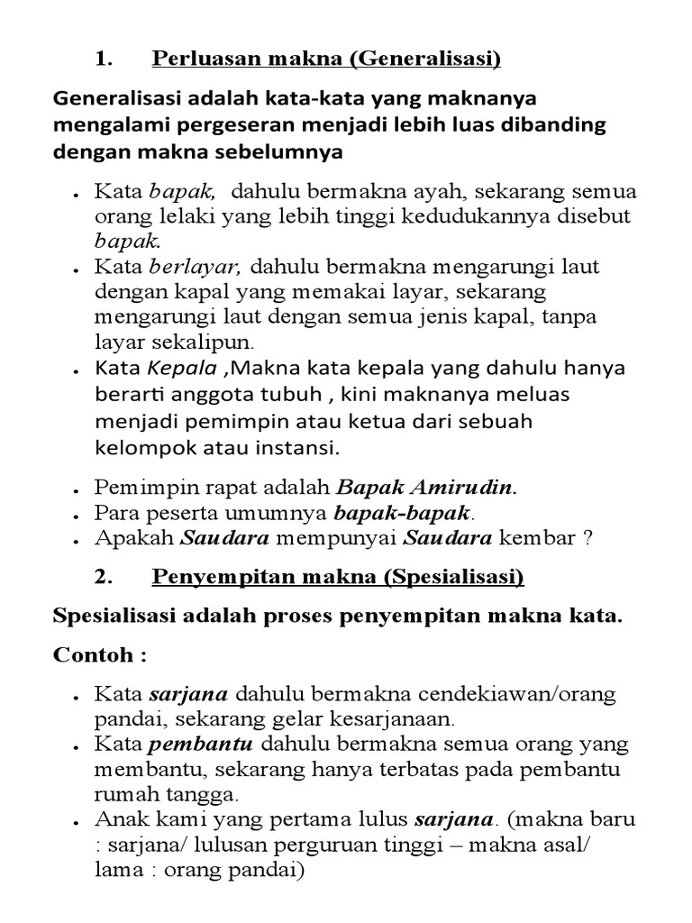 Perubahan Makna | PDF | Seni & Disiplin Bahasa