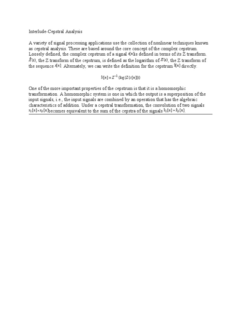 Cepstral Analysis | PDF | Teaching Methods & Materials