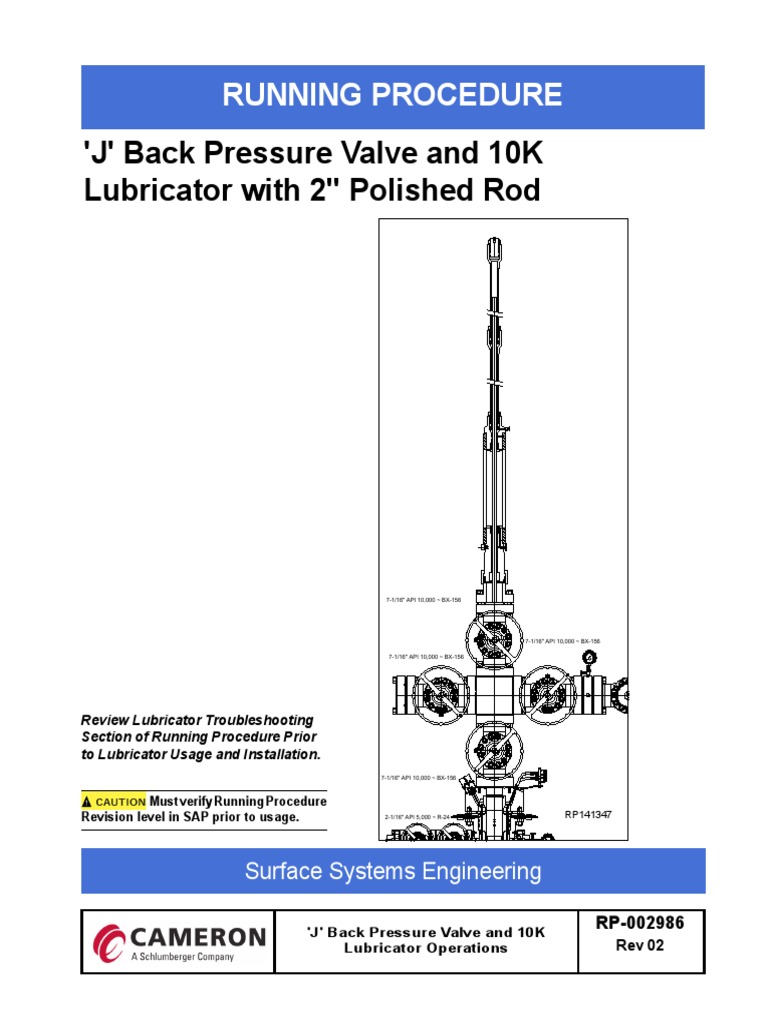 RP-002986 J BPV TWCV and 10K Lubricator With 2IN Polished Rod | PDF ...
