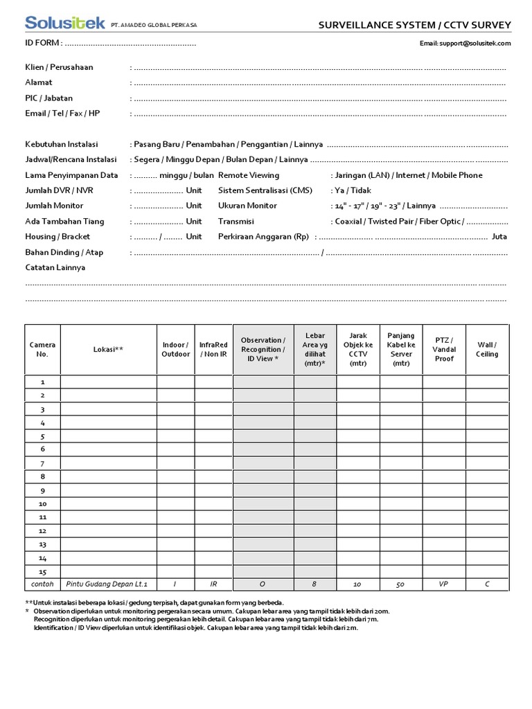 Form Survey CCTV Guideline | PDF
