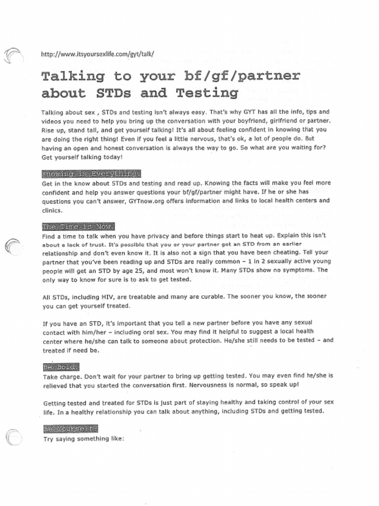 Talking To Your Partner About Sti Testing | PDF