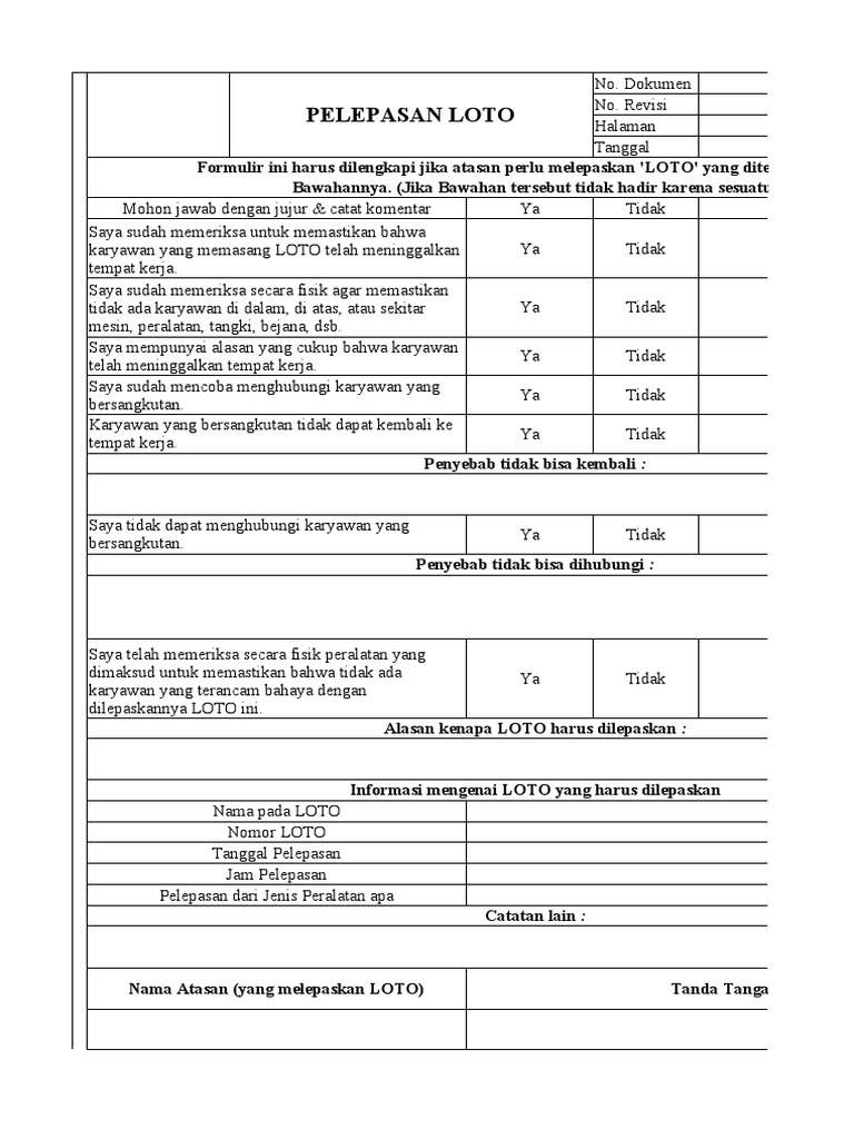 191 Pelepasan LOTO | PDF