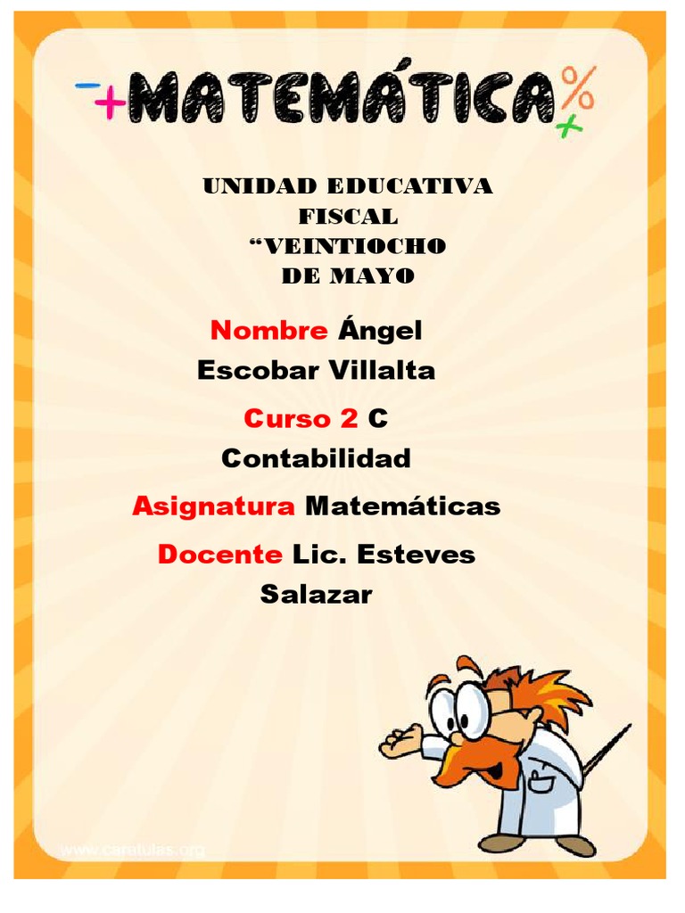 Caratula de Matematica | PDF