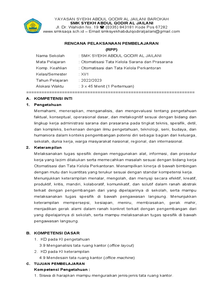 RPP Rencana Aksi 2 | PDF