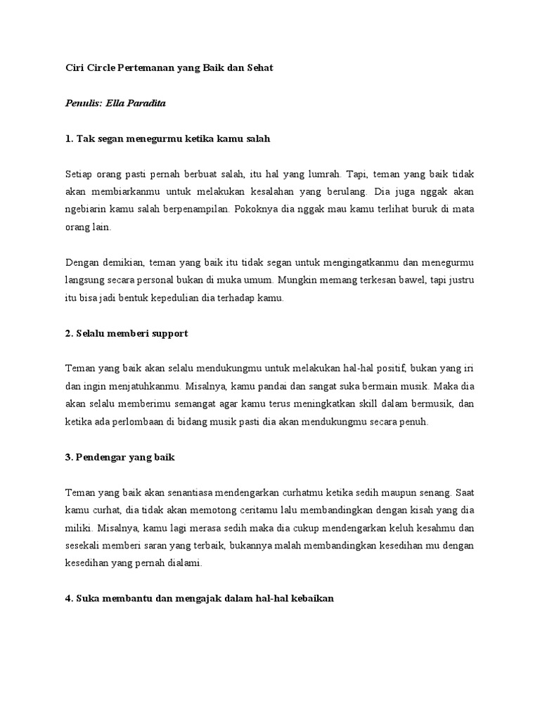 Ciri-Ciri Circle Pertemanan Sehat | PDF