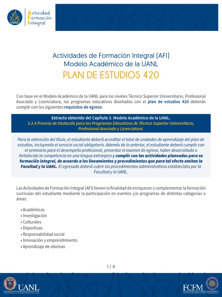 Actividades de Formación Integral UANL | PDF | Plan de estudios