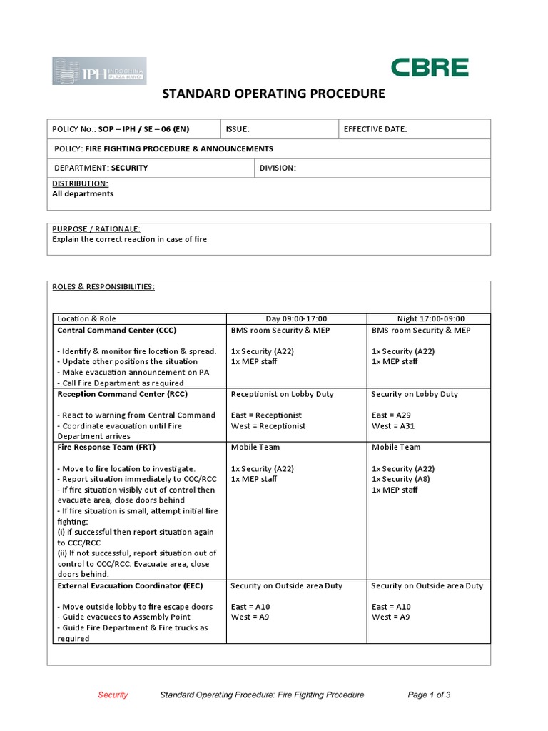 SE 06 (EN) Fire Fighting Procedure & Announcements | PDF | Firefighting ...