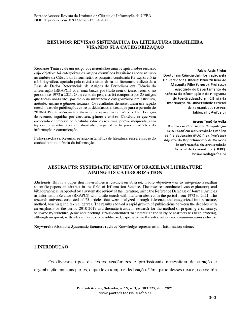 Revisao Sistematica Da Literatura | PDF | Abstract (resumo) | Science