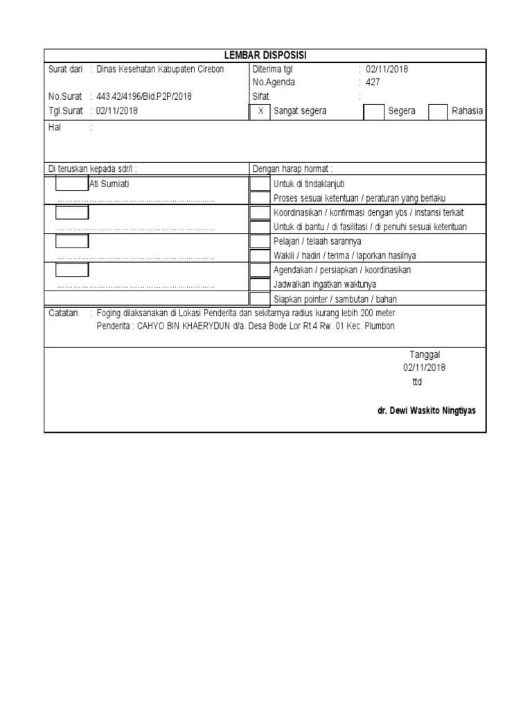 Contoh Lembar Disposisi Pdf