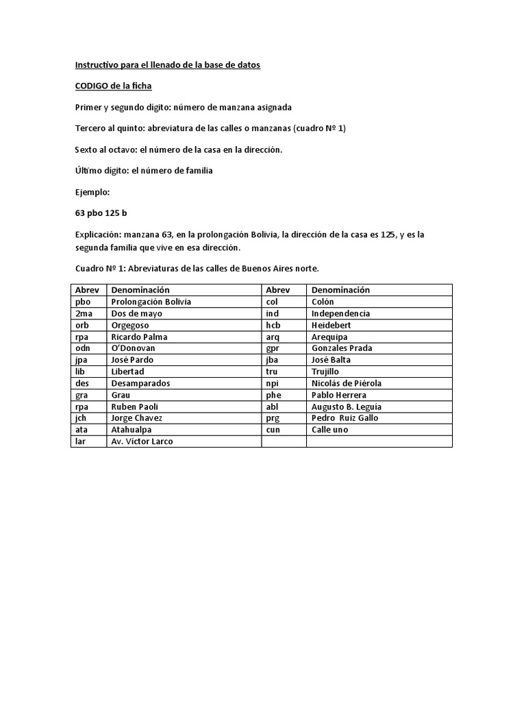Instructivo Para El Llenado De La Base De Datos Pdf 1691