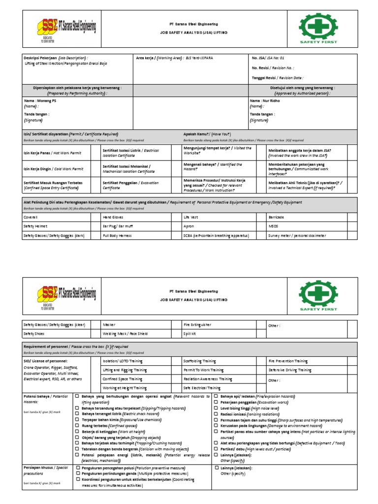 Jsa Lifting | PDF | Crane (Machine) | Working Conditions