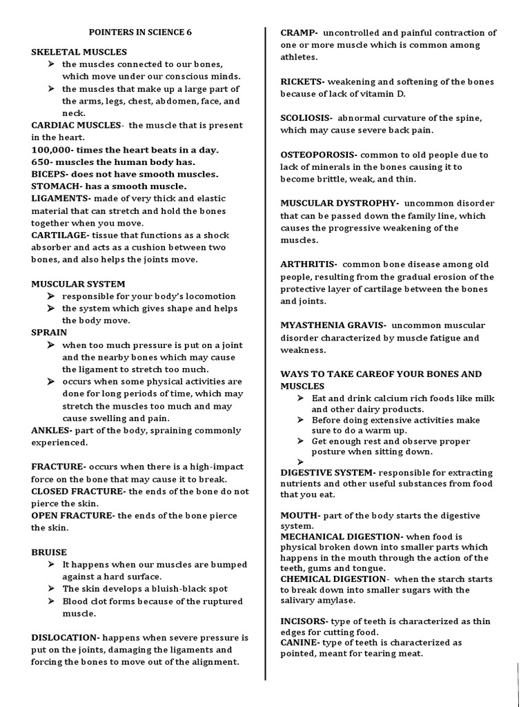 Grade 6 Science Pointers Long Test | PDF | Human Digestive System ...