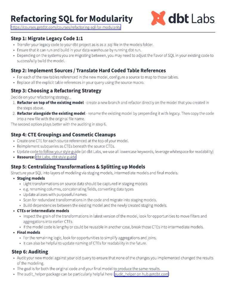 Refactoring SQL For Modularity | Download Free PDF | Software | Computer Programming