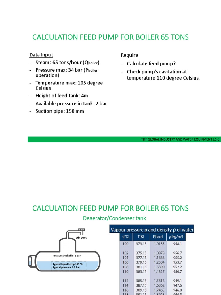 Feed Pump Calculation For Boiler | PDF | Pump | Boiler