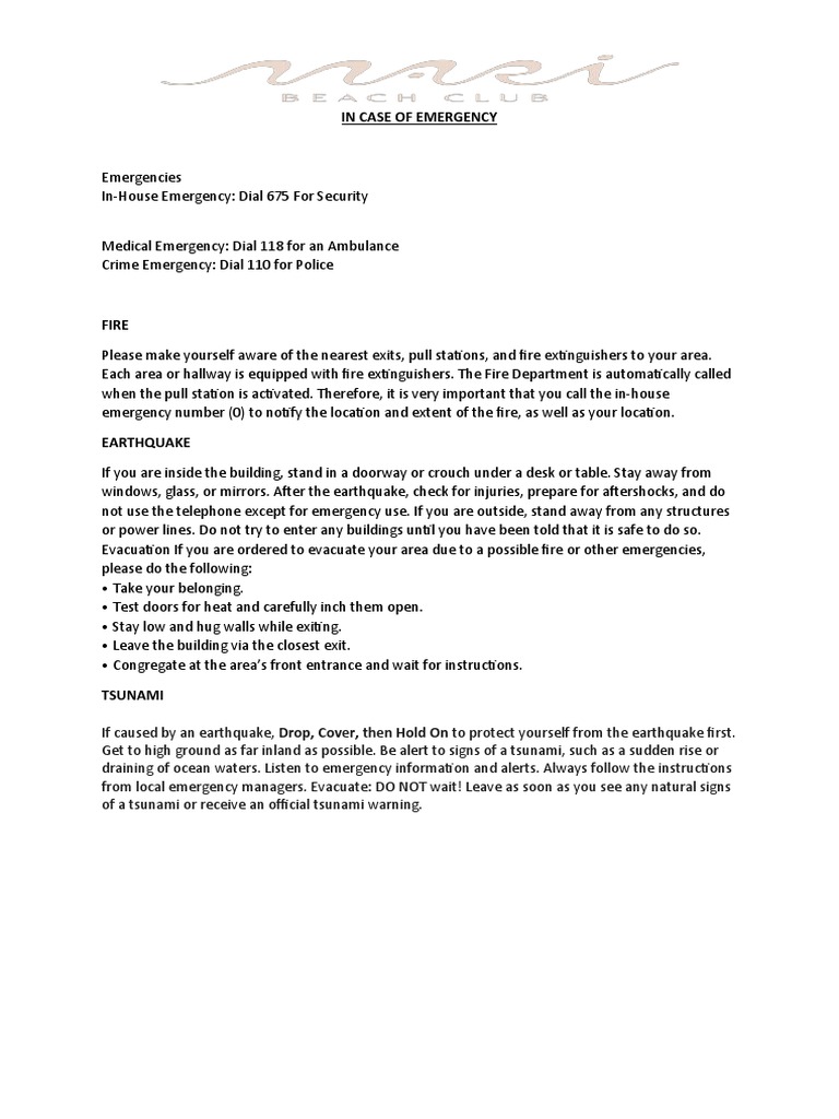 In Case of Emergency | PDF