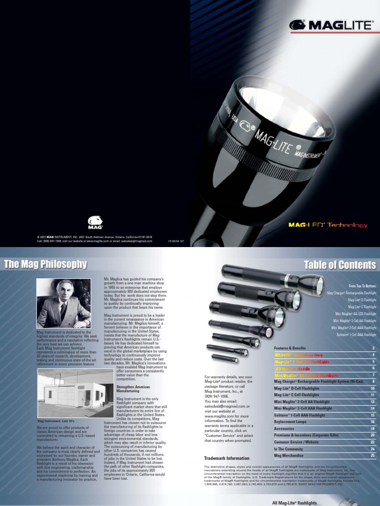 Mag Instrument Product Catalog | PDF | Flashlight | Battery (Electricity)