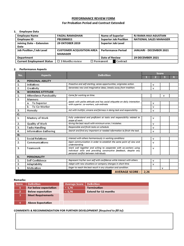 DRAFT - EMPLOYEE PERFORMANCE REVIEW END CONTRACT - Faisal End of 2021 ...