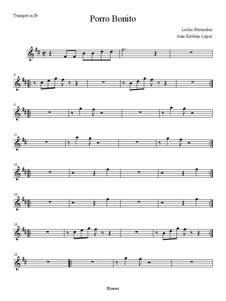 Porro Bonito - Trumpet in BB | PDF Porro Bonito - Trumpet in BB | PDF
