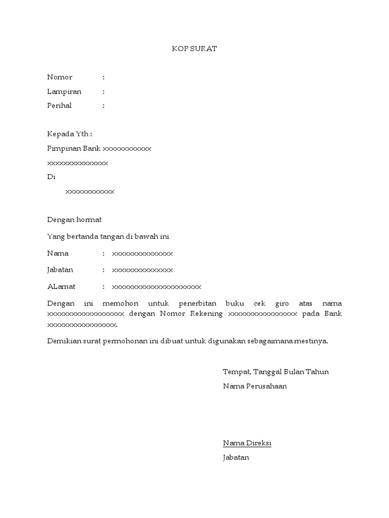 Surat Permintaan Buku Giro | PDF