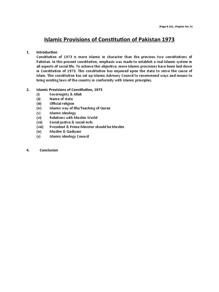 4 - Islamic Provisions of Constitution, 1973 | PDF