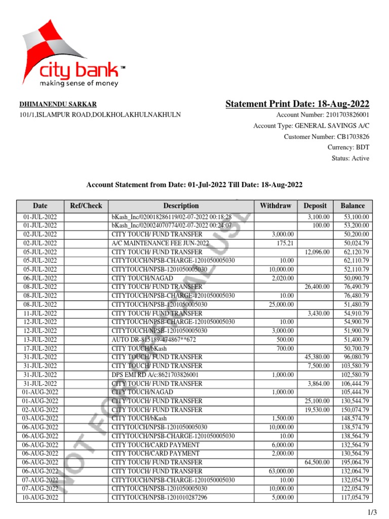 Account Statement From Date: 01-Jul-2022 Till Date: 18-Aug-2022 | PDF | Deposit Account ...
