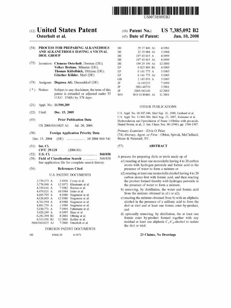 Alkanediol and Alkanetrol Preparation Process | PDF | Hydrogen Peroxide ...