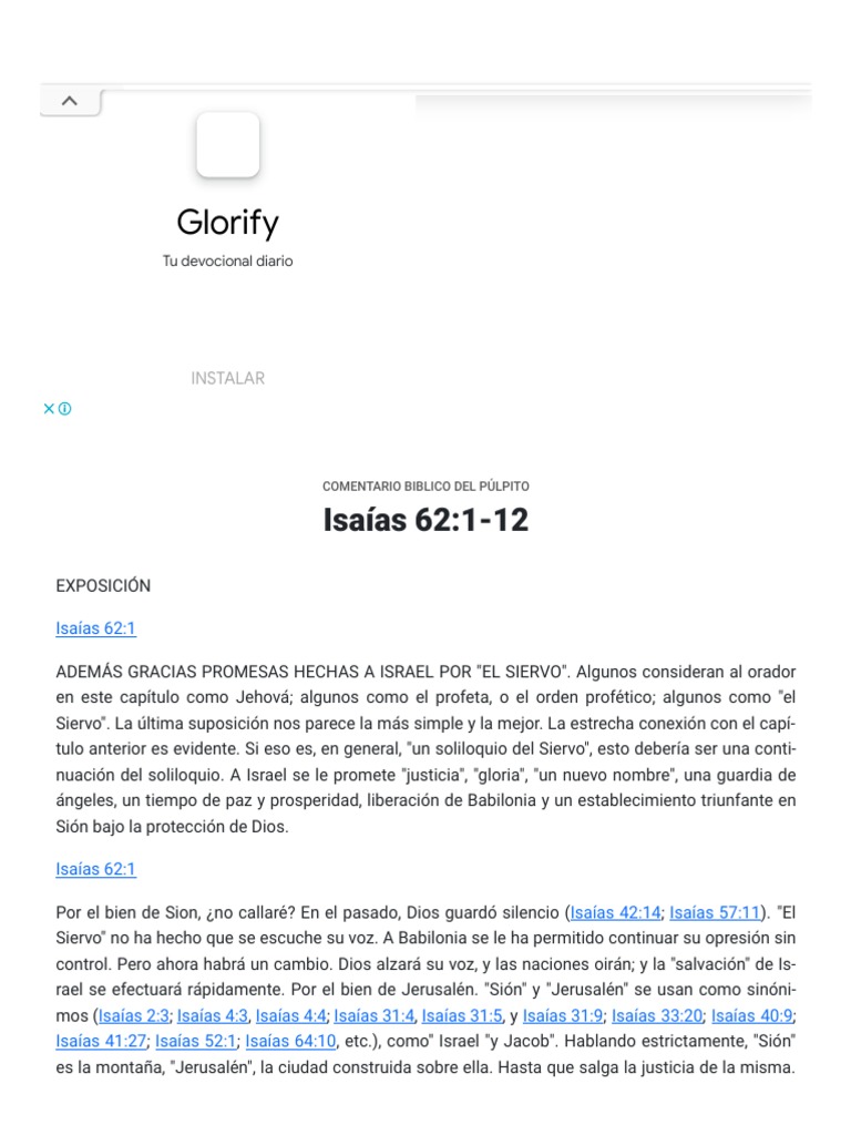 Isaías 62 - 1-12 - Comentario Biblico Del Púlpito | PDF | Isaias ...