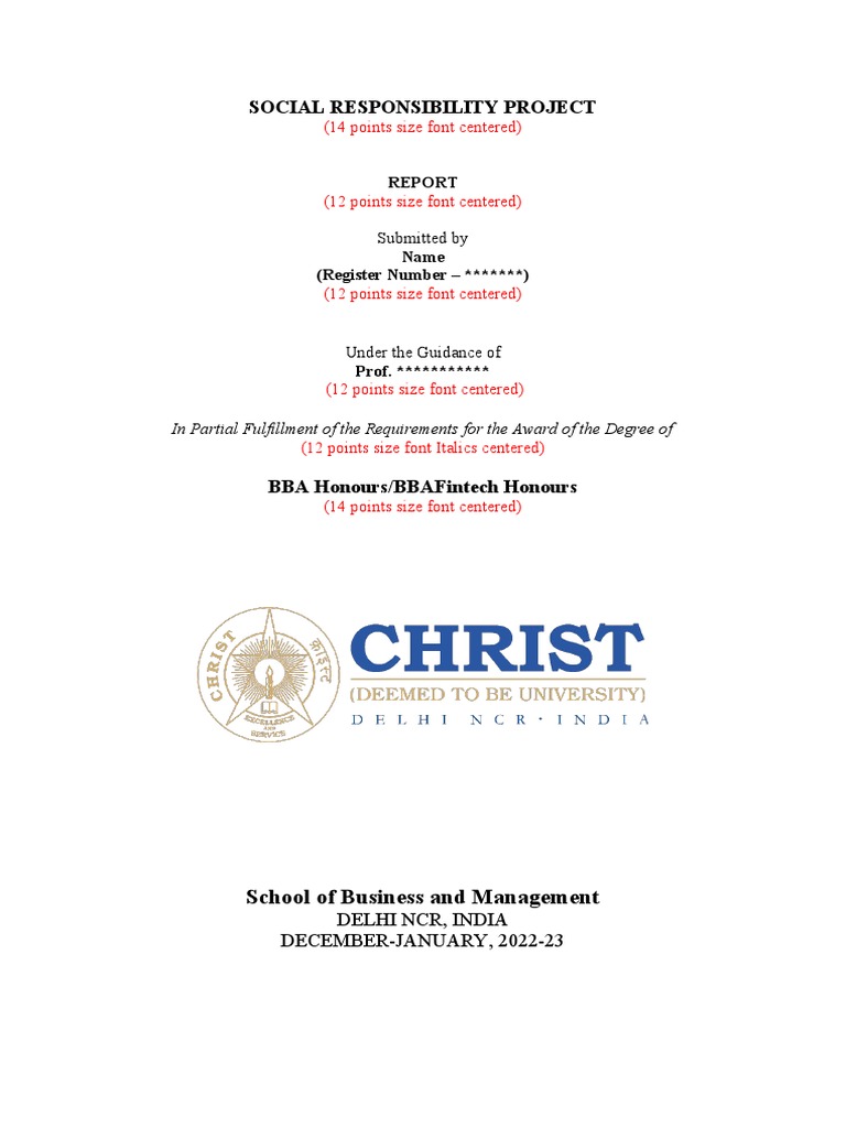 Social Responsibility Project Guidelines | PDF | Gratitude | Academic ...