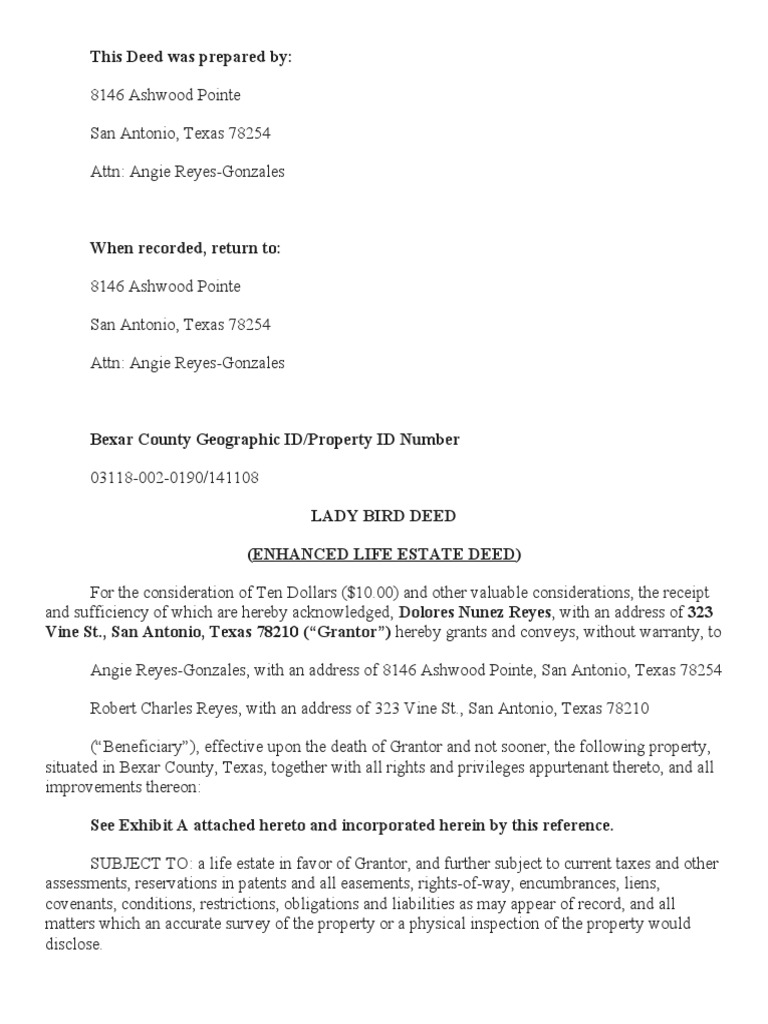 Lady Bird Deed | PDF | Deed | Conveyancing