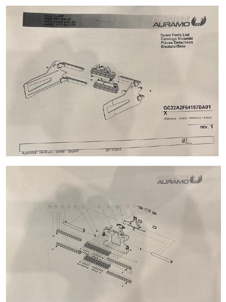 Bolzoni Auramo Bail Clamp GC22A2F64197BA01 Parts Catalogue | PDF
