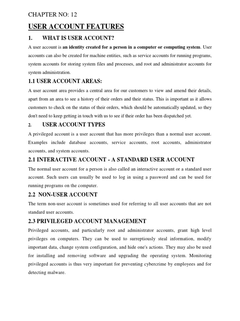User Account Features 9090909090909900 | PDF | Superuser | User (Computing)
