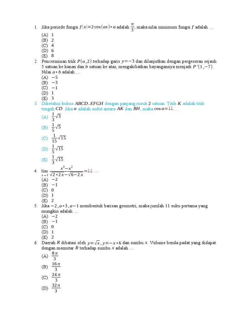 Contoh Soal UTBK Matematika Saintek 2 | PDF