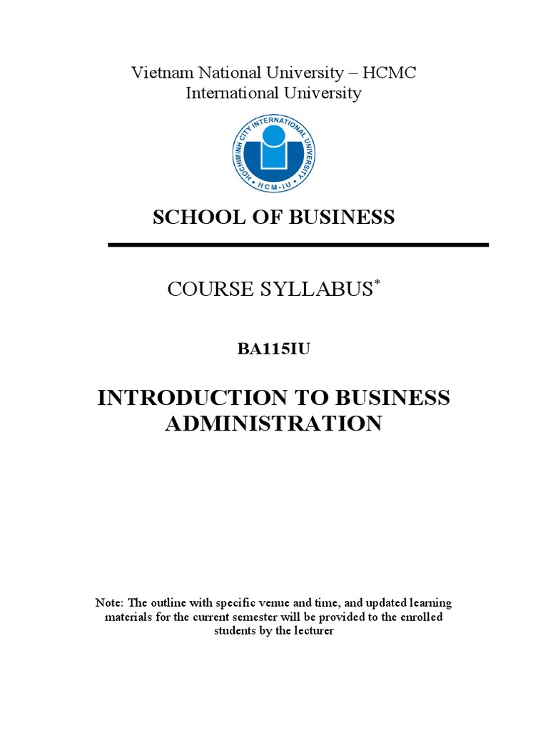 Introduction To Business Administration Syllabus | PDF | Test ...