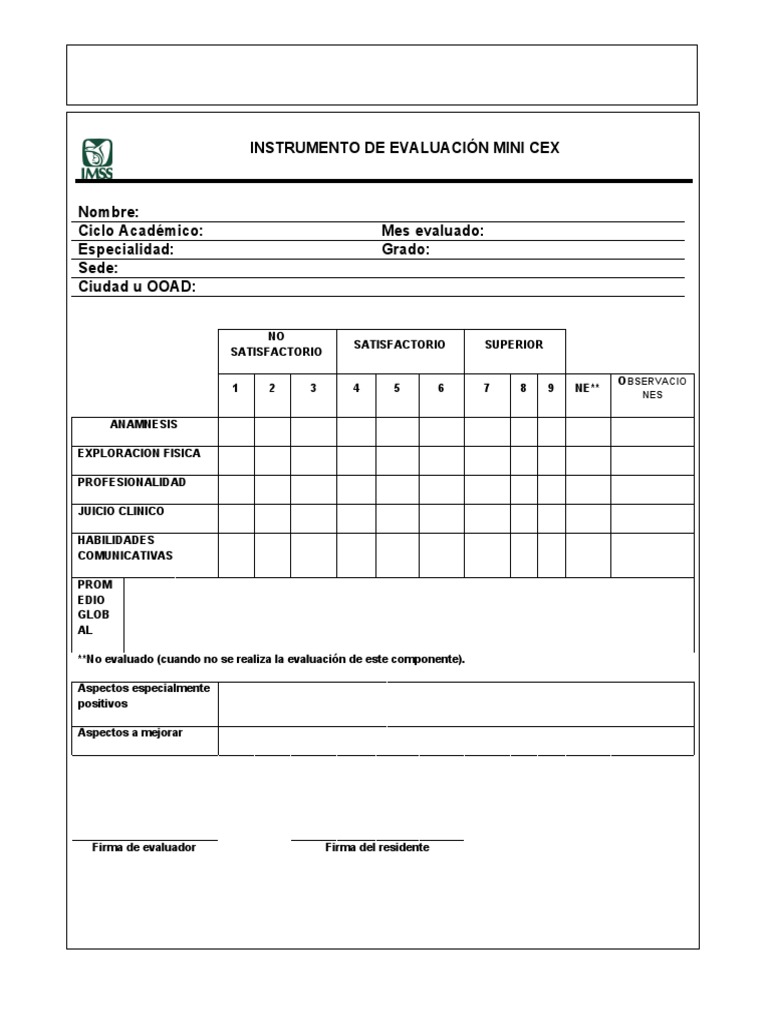 Instrumento de Evaluación Mini Cex | PDF