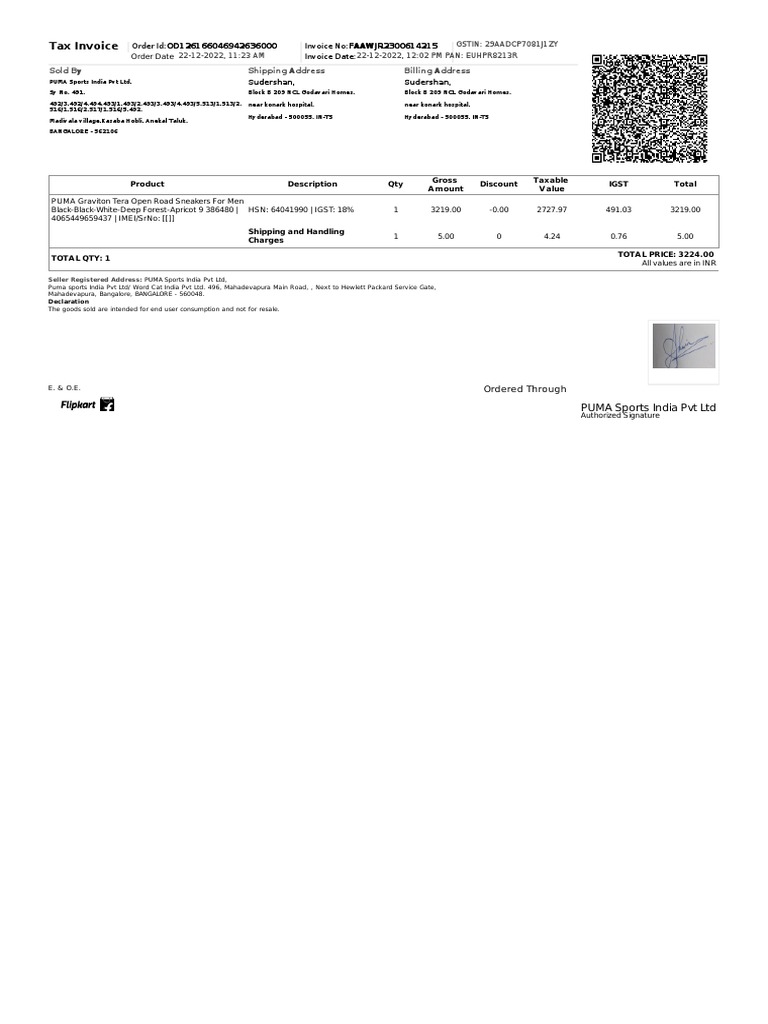 PUMA Invoice for Sneakers Purchase | PDF | Economies | Government