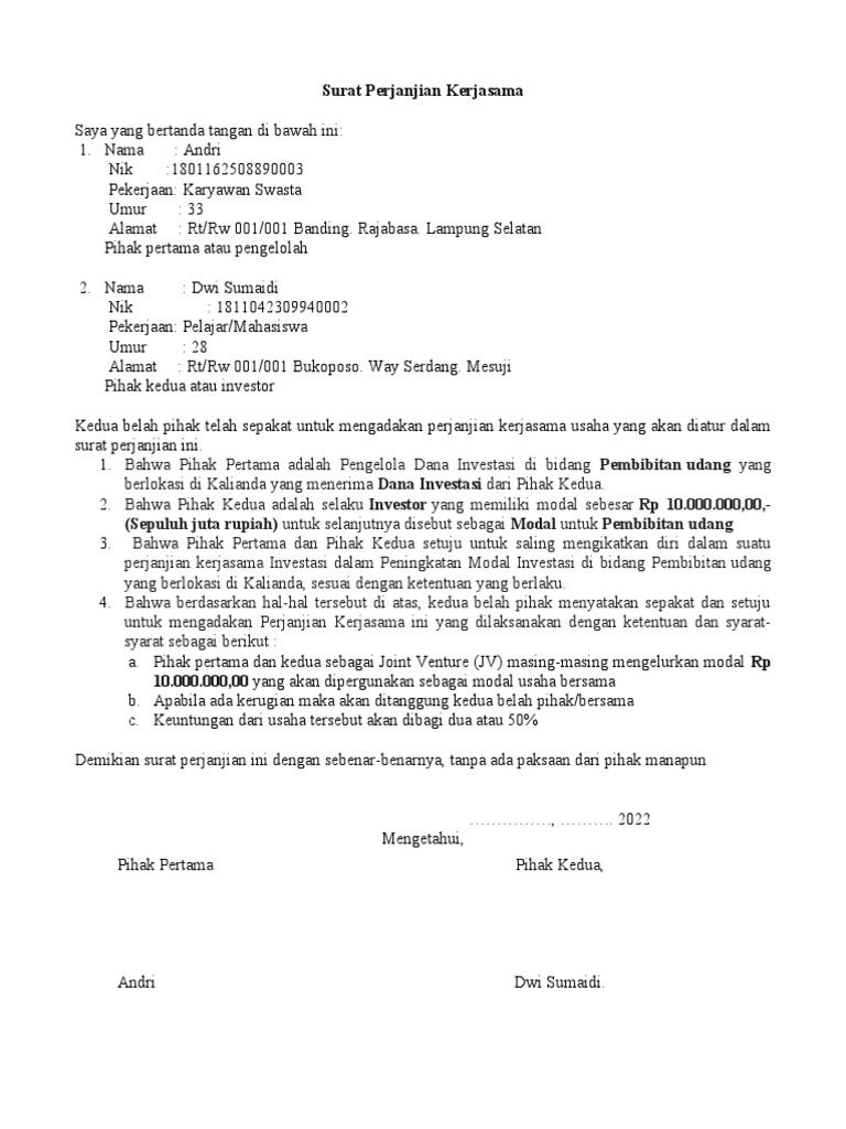 Surat Perjanjian Benur | PDF