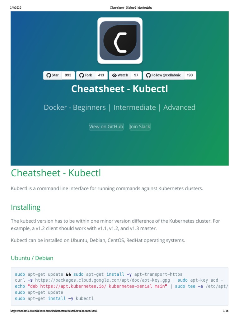 Kubernetes Cheatsheet Pdf Proxy Server Software Engineering