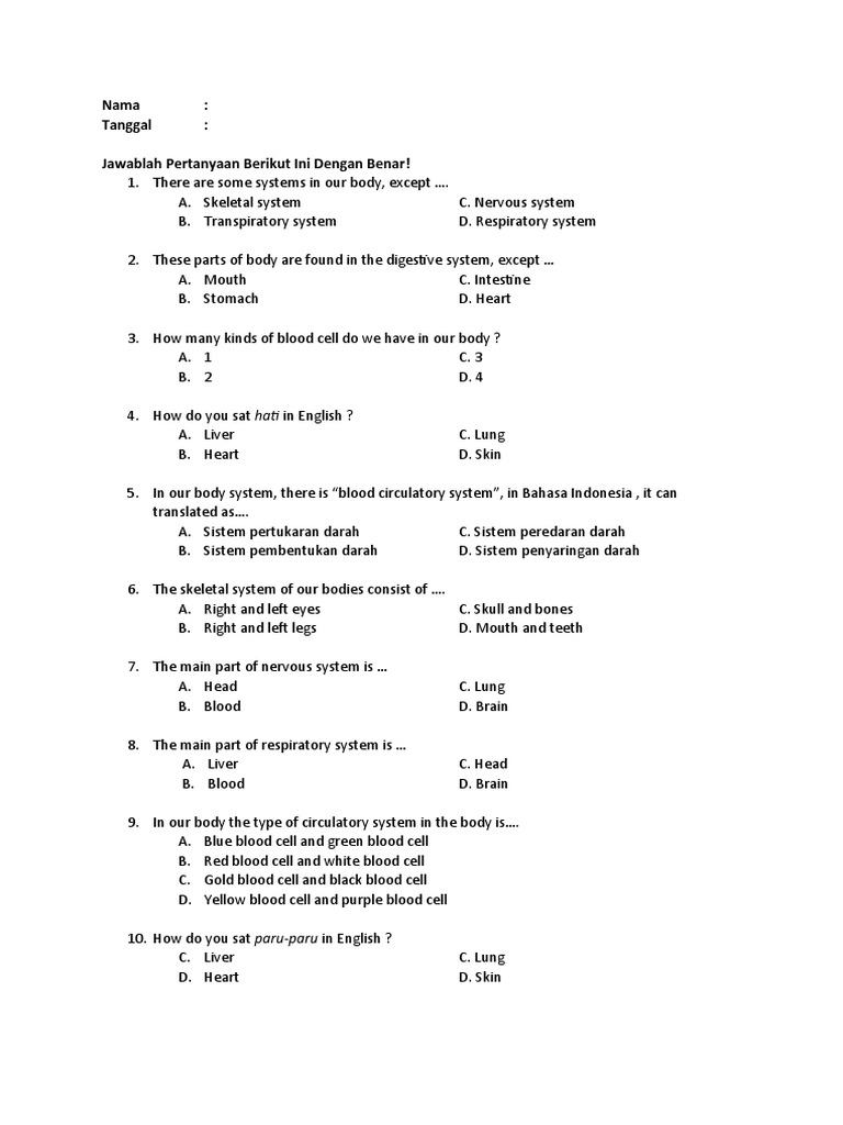 Soal Know Your Body | PDF