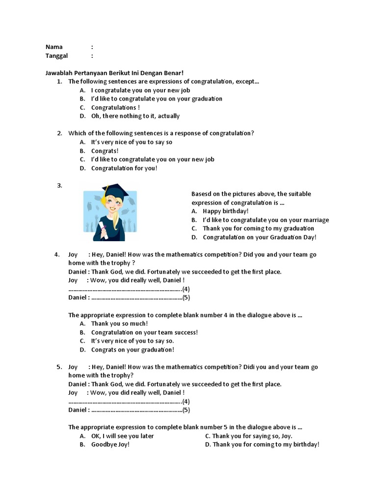 Soal Congratulation Letter | PDF