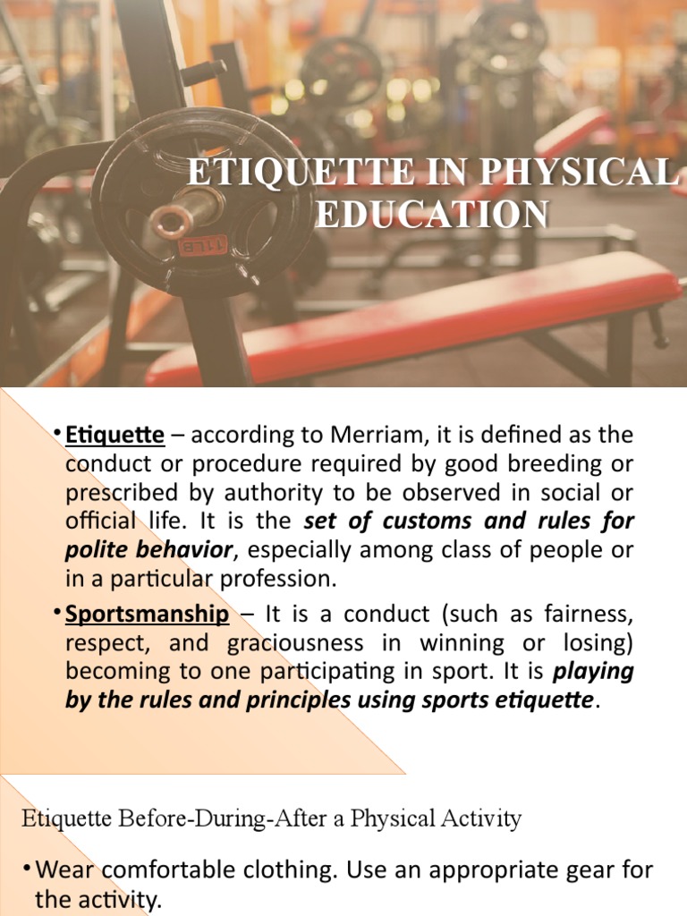 Etiquette in Physical Education | PDF