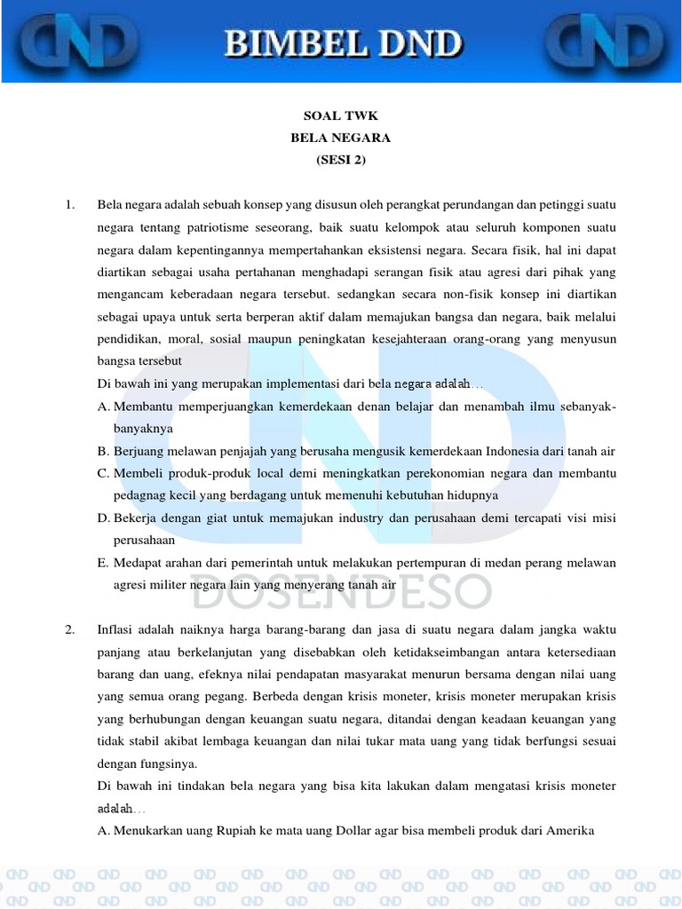 Soal Bela Negara - Fokus TWK | PDF