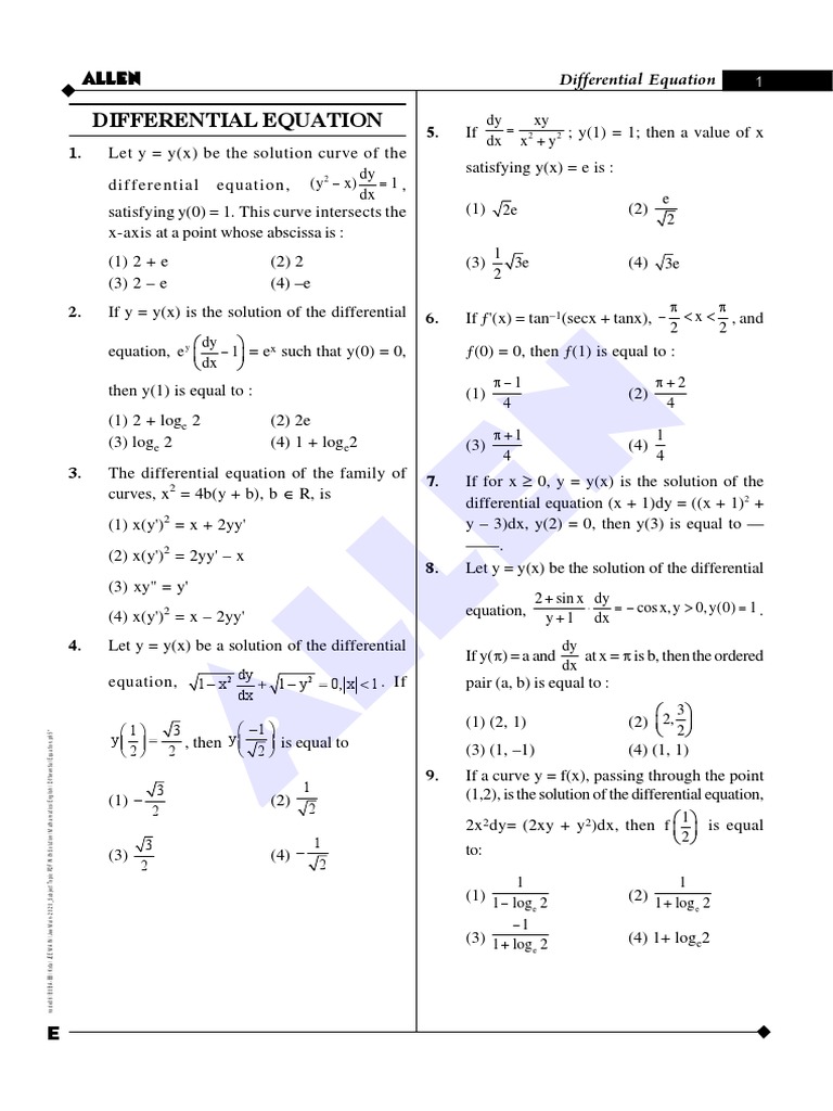 Differential Equation | PDF | Equations | Analytic Geometry