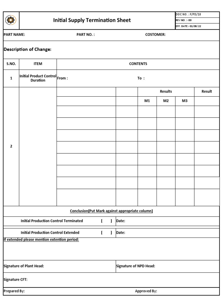 F-PD-18 IPC Termination Sheet | PDF