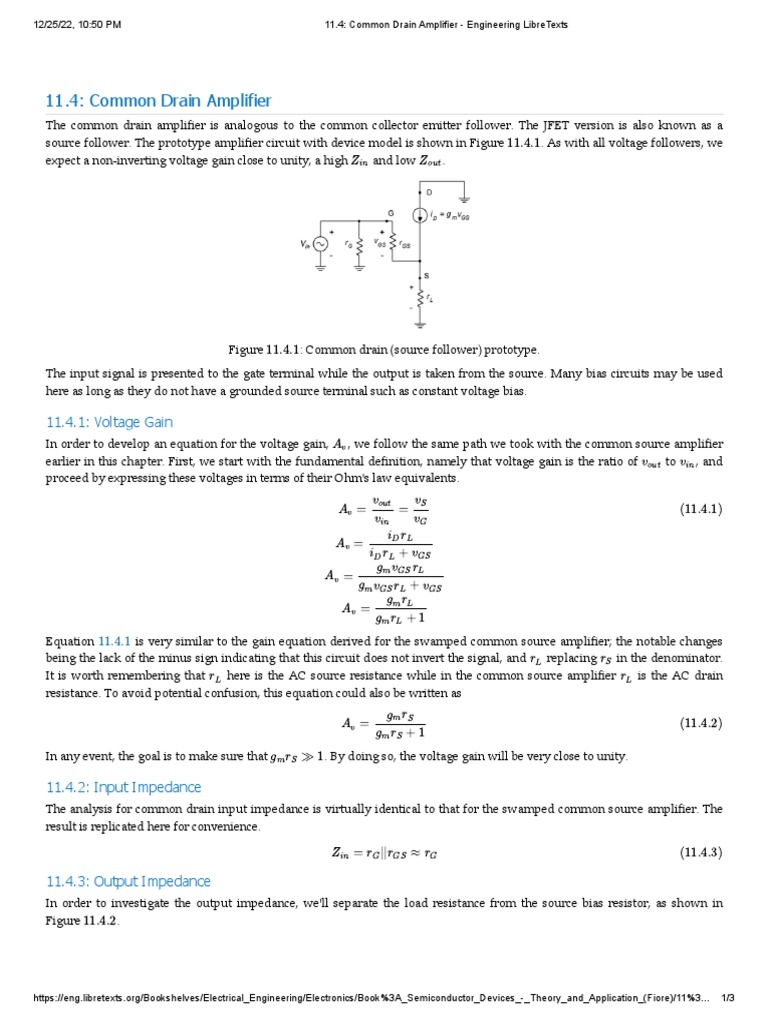 Common Drain Amplifier | PDF | Amplifier | Electrical Impedance