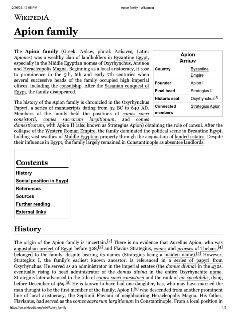 Apion Family | PDF