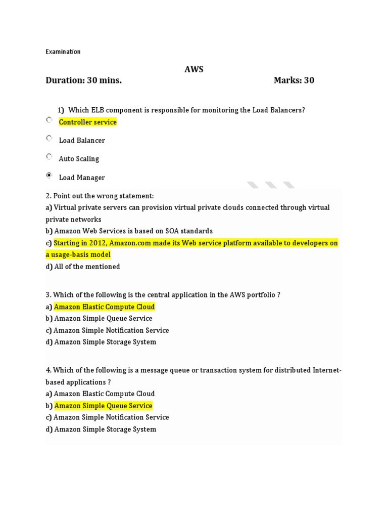 AWS Answer | PDF | Amazon Web Services | Cloud Computing