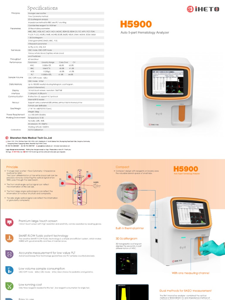 Brochure-H5900 5 Part Hematology Analyzer | PDF